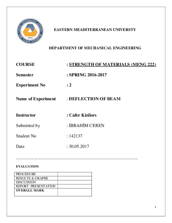 Deflection Of Beams Experiment Report - The Best Picture Of Beam