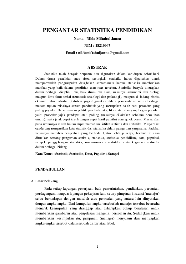 (PDF) PENGANTAR STATISTIKA PENDIDIKAN