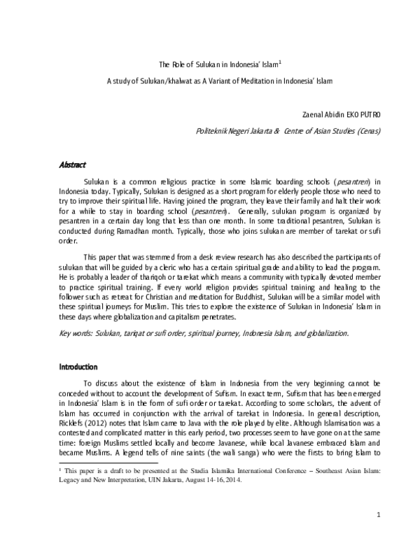 (PDF) The Role of Sulukan in Indonesia' Islam