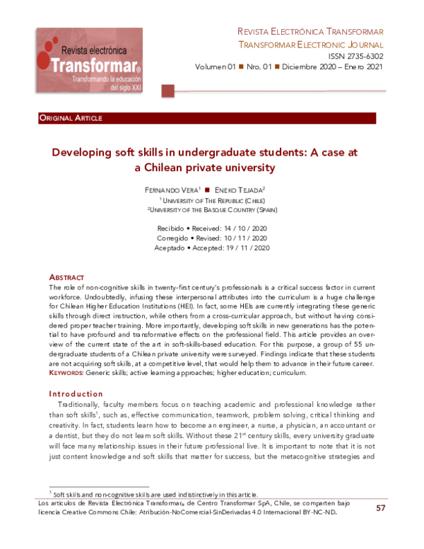 (PDF) Developing soft skills in undergraduate students: A case at a ...