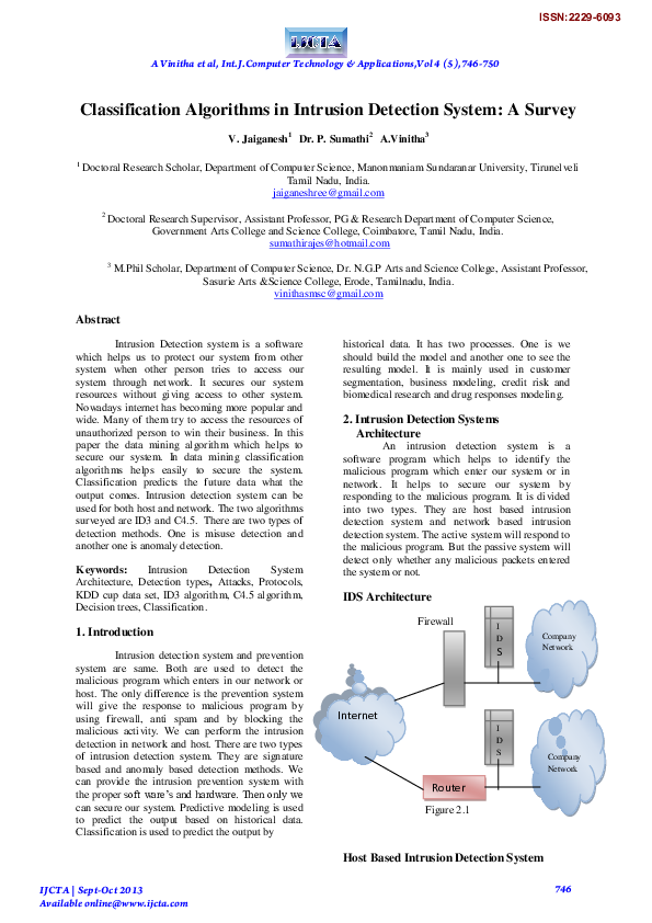 (PDF) Classification Algorithms in Intrusion Detection System: A Survey