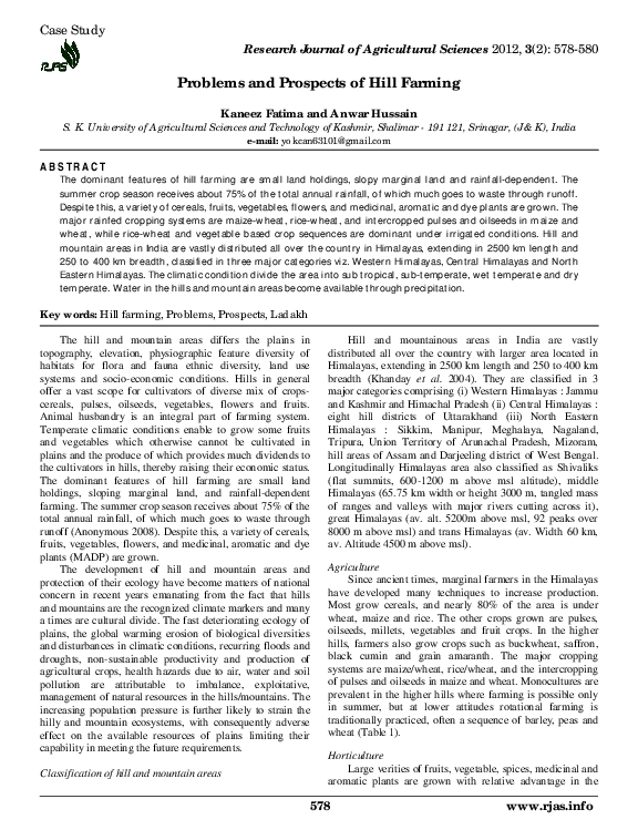 (PDF) Problems and Prospects of Hill Farming