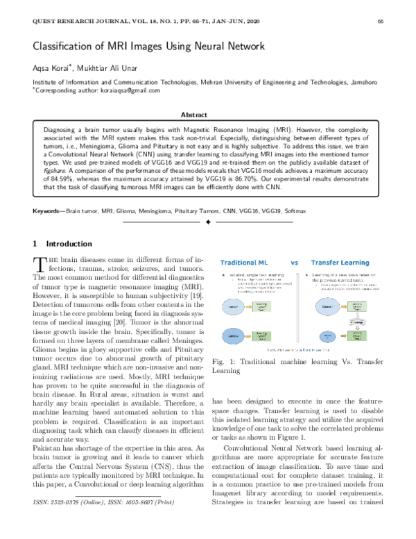 (PDF) Classification of MRI Images Using Neural Network