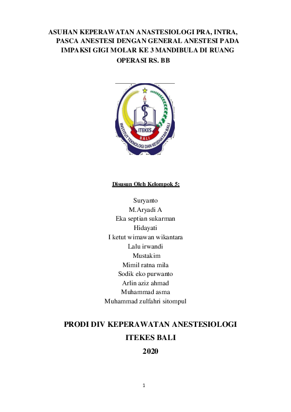 (PDF) ASUHAN KEPERAWATAN ANASTESIOLOGI PRA, INTRA, PASCA ANESTESI ...