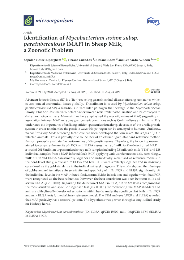 (PDF) Identification of Mycobacterium avium subsp. paratuberculosis (MAP) in Sheep Milk, a ...
