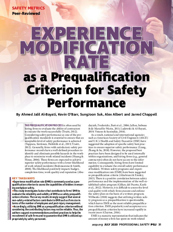 (PDF) Experience Modification Rate as a Pre-Qualification Criterion for ...