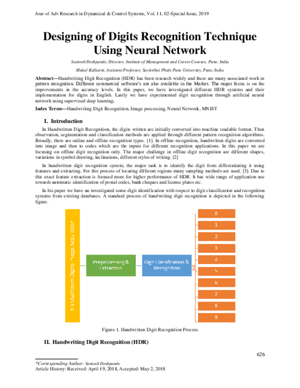 (PDF) Designing of Digits Recognition Technique Using Neural Network
