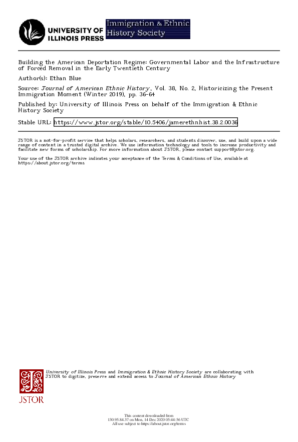 (PDF) Building the American Deportation Regime: Governmental Labor and ...