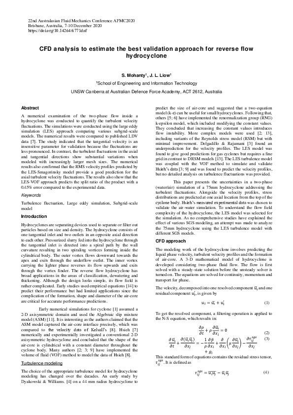 Pdf Cfd Analysis To Estimate The Best Validation Approach For Reverse