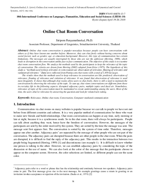 (PDF) Online Chat Room Conversation