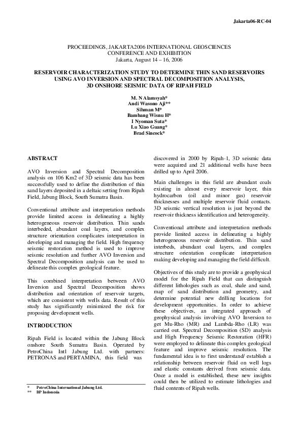 (PDF) Reservoir Characterization Study to Determine Thin Sand ...