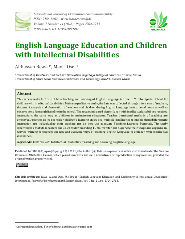 (PDF) English Language Education and Children with Intellectual ...
