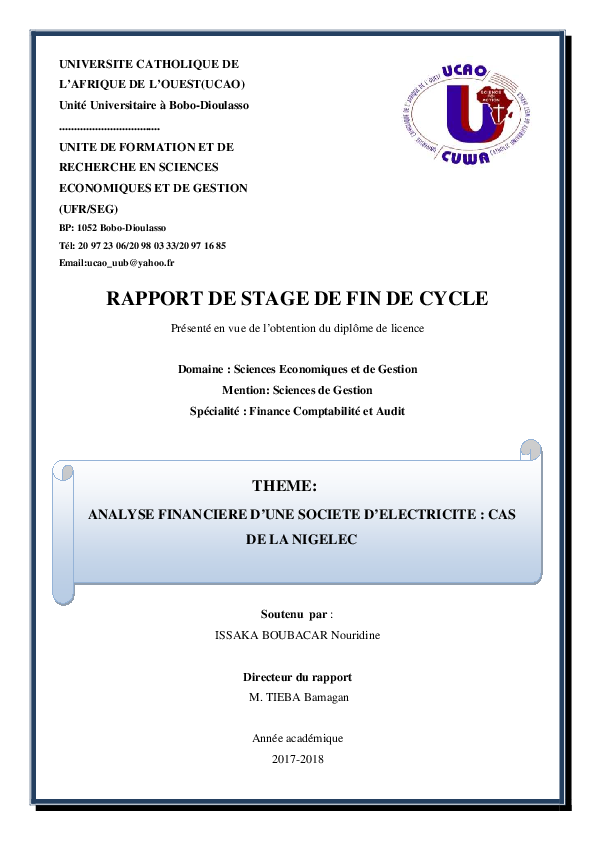 (PDF) Spécialité : Finance Comptabilité et Audit Soutenu par : ISSAKA ...