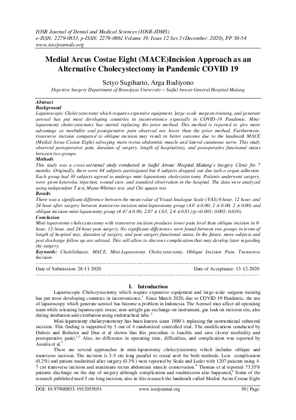 (PDF) Medial Arcus Costae Eight (MACE)Incision Approach as an ...