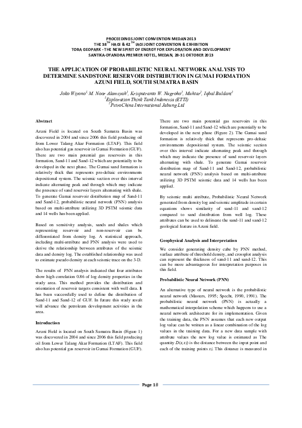 (PDF) The Application of Probabilistic Neural Network Analysis to Determine Sandstone Reservoir ...