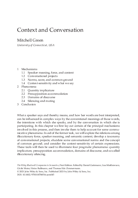 (PDF) Context and Conversation