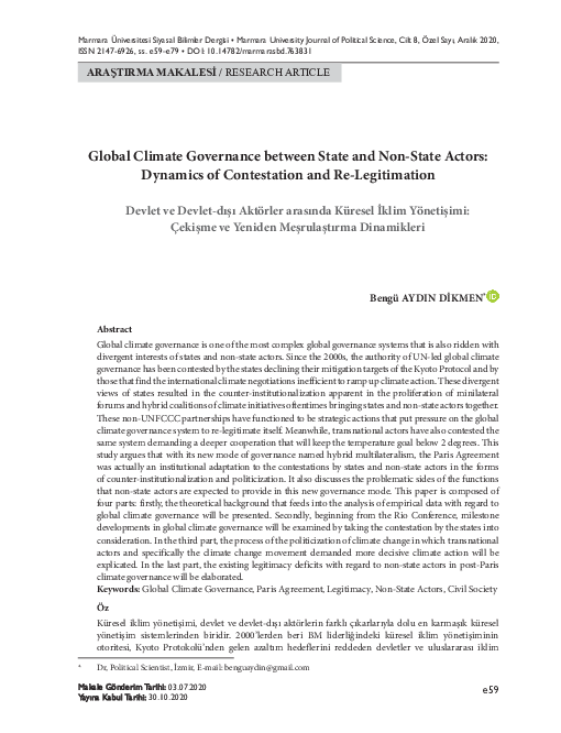 (PDF) Global Climate Governance between State and Non-State Actors ...