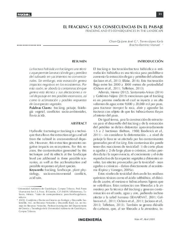 (PDF) El fracking y sus consecuencias en el paisaje/Fracking and its consequences in the landscape