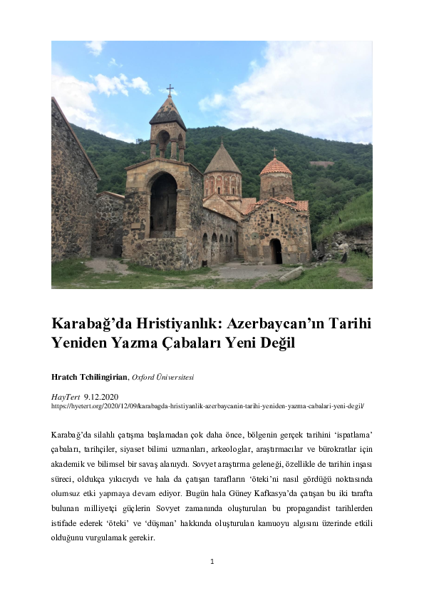 (PDF) Hratch Tchilingirian | Karabağ'da Hristiyanlık: Azerbaycan'ın ...
