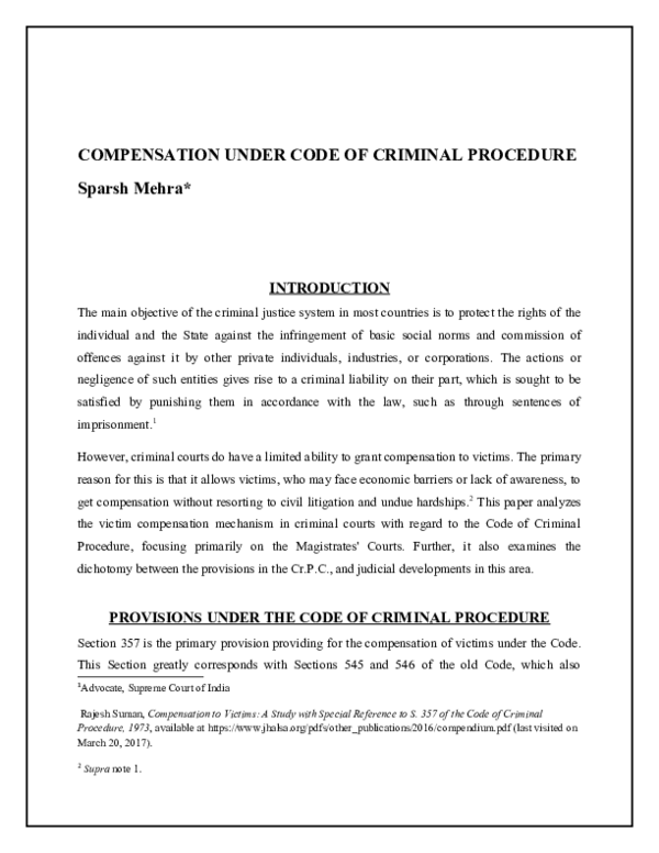 (DOC) COMPENSATION UNDER CODE OF CRIMINAL PROCEDURE