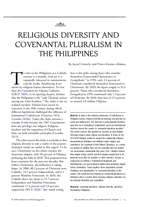 (PDF) Religious Diversity and Covenantal Pluralism in the Philippines