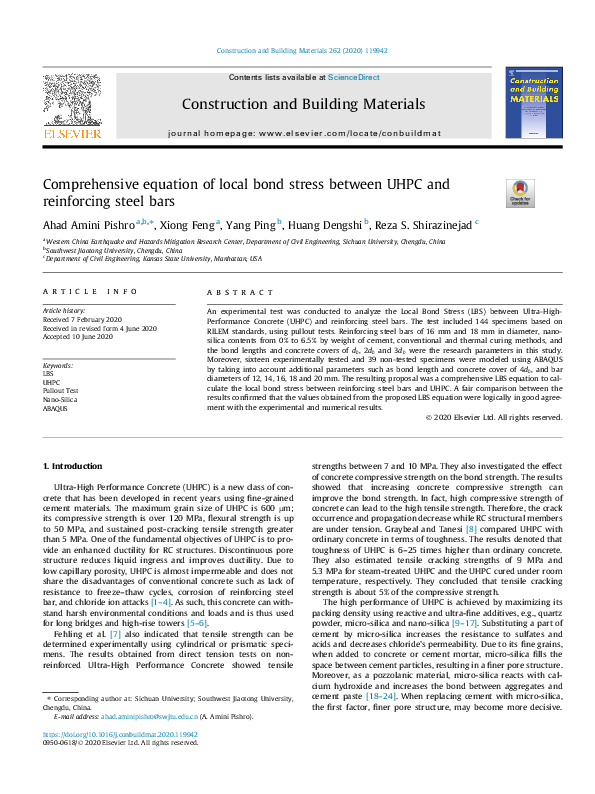 (PDF) Comprehensive equation of local bond stress between UHPC and ...
