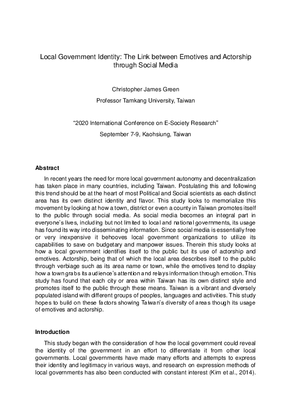 (PDF) Local Government Identity: The Link between Emotives and ...