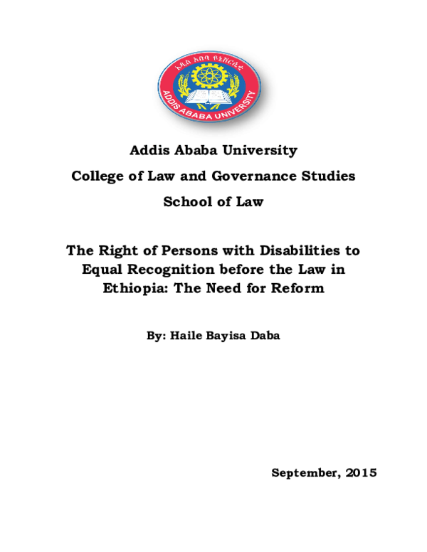 (PDF) The Right of Persons With Disabilities s to Equal Recognition ...