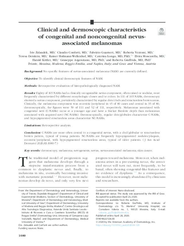 (PDF) Clinical and dermoscopic characteristics of congenital and ...