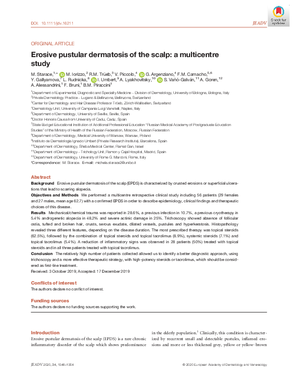 (PDF) Erosive pustular dermatosis of the scalp: a multicentre study
