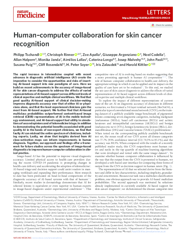 (PDF) Human-computer collaboration for skin cancer recognition