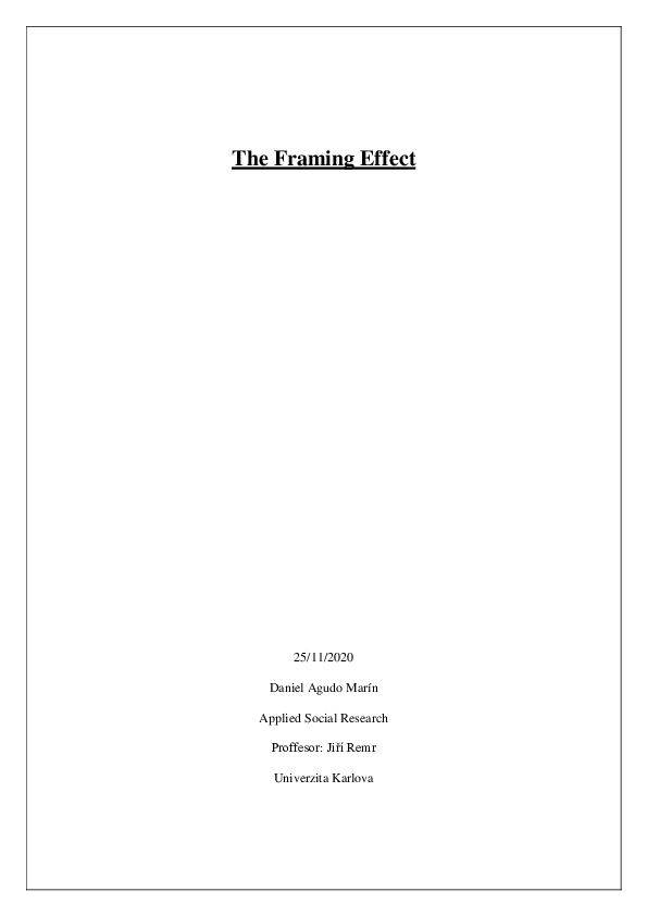 (PDF) The Framing Effect