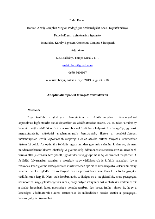 (PDF) A nehézségekkel való megküzdés segítése és lehetőségei