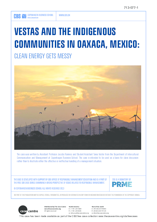 (PDF) VESTAS AND THE INDIGENOUS COMMUNITIES IN OAXACA, MEXICO: CLEAN ...