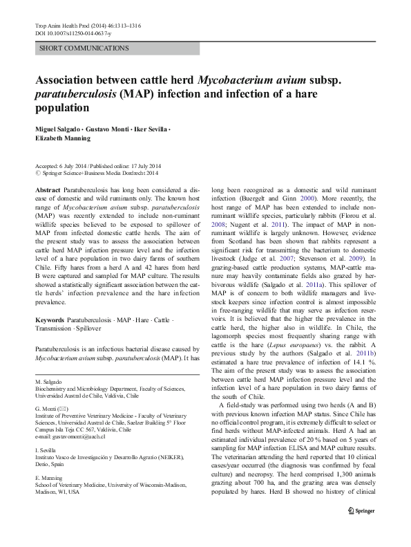 (PDF) Association between cattle herd Mycobacterium avium subsp. paratuberculosis (MAP ...