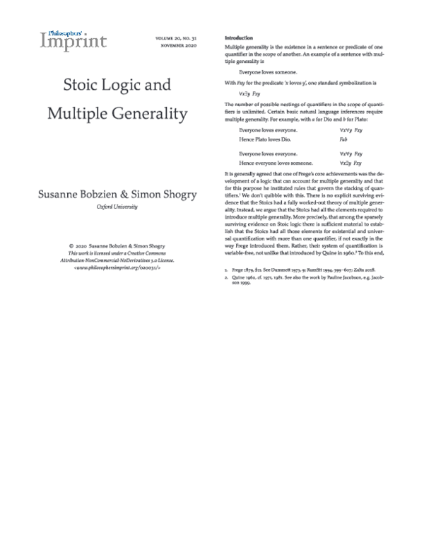 (PDF) Bobzien Shogry Stoic Logic and Multiple Generality Philosophers Imprint 20.