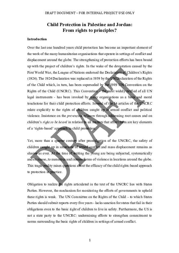 (PDF) Child Protection in Palestine and Jordan: From rights to principles