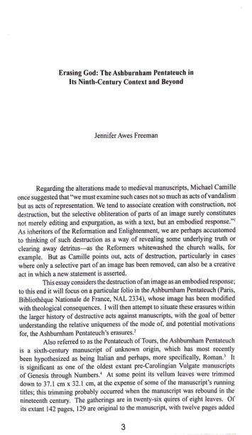 (PDF) Erasing God: The Ashburnham Pentateuch in Its Ninth-Century ...