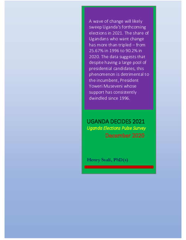 (PDF) Uganda Elections Pulse Survey | Henry SSALI - Academia.edu