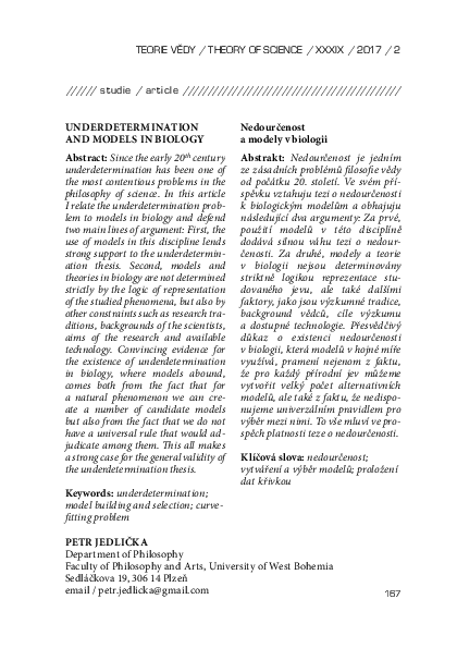 (PDF) UNDERDETERMINATION AND MODELS IN BIOLOGY
