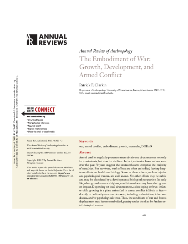 (PDF) The Embodiment of War: Growth, Development, and Armed Conflict