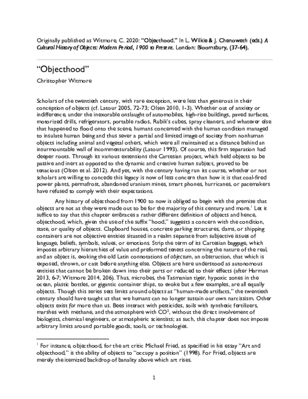 (PDF) Objecthood