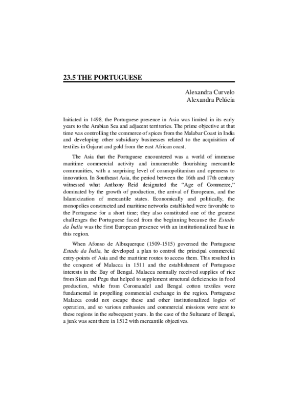 (PDF) (With Alexandra Curvelo), «The Portuguese», in History of ...