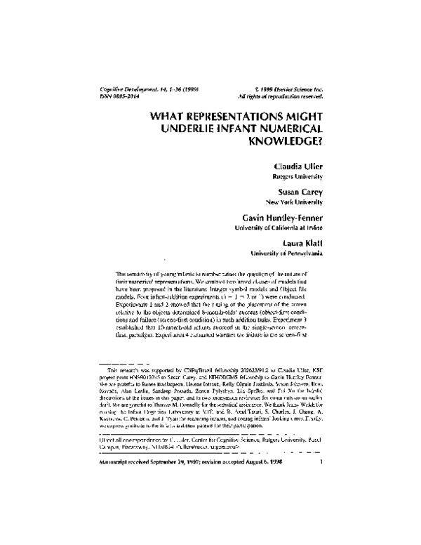 (PDF) What representations might underlie infant numerical knowledge?