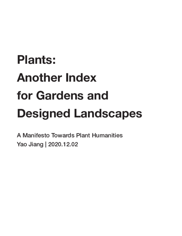 (PDF) Plants: Another Index for Gardens and Designed Landscapes