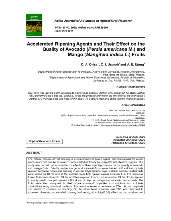 (PDF) Accelerated Ripening Agents and Their Effect on the Quality of ...