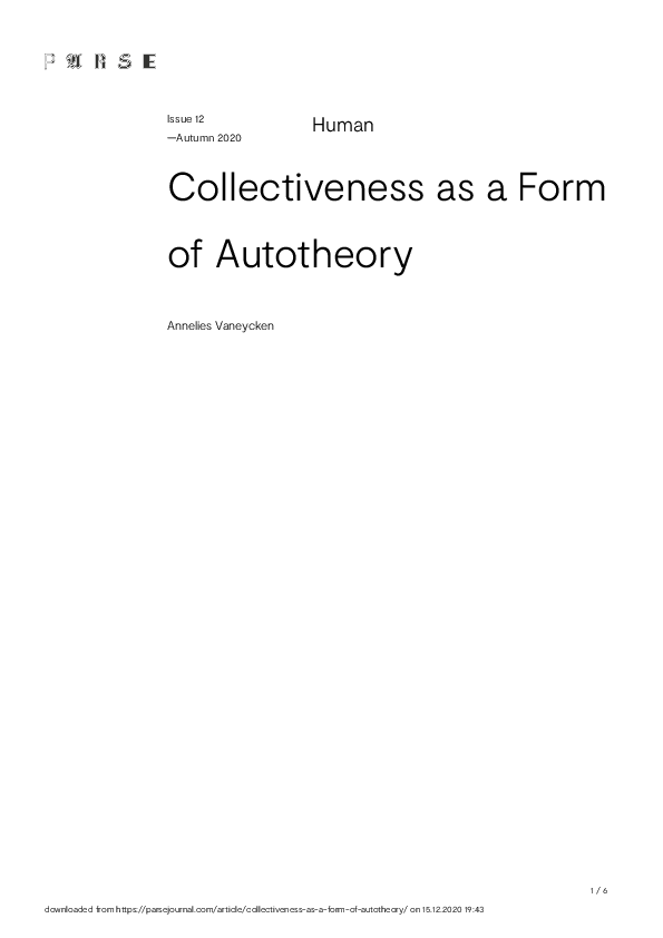 (PDF) Collectiveness as a Form of Autotheory