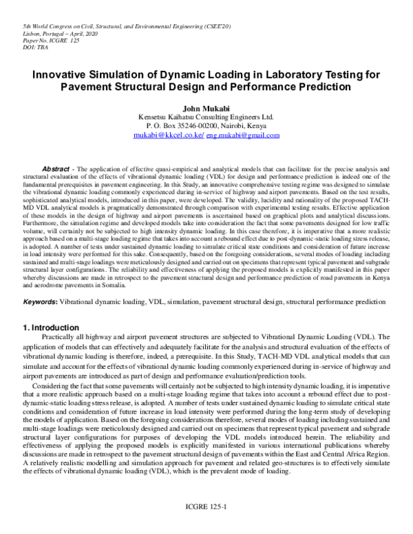 Pdf Innovative Simulation Of Dynamic Loading In Laboratory Testing