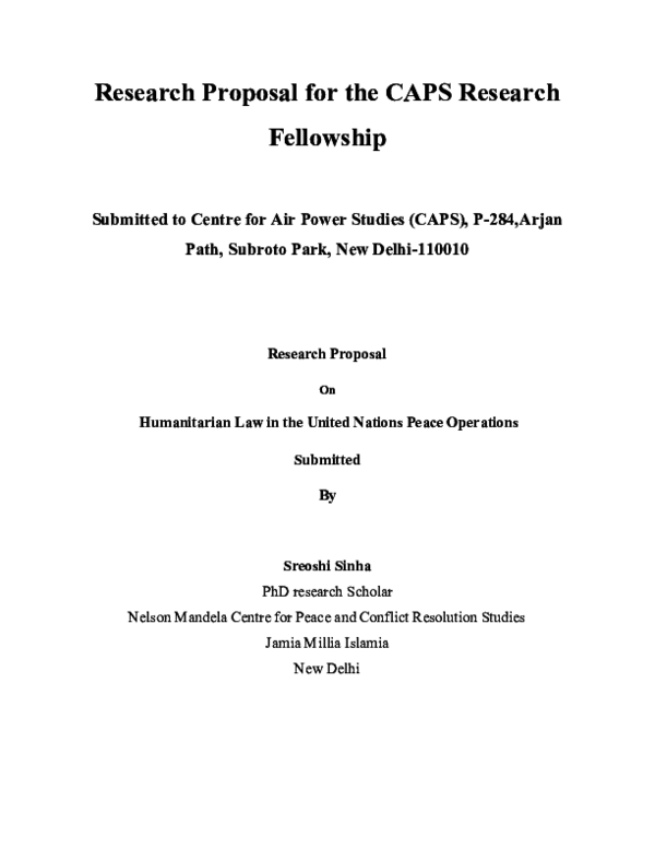 (PDF) Research Proposal on UN Peacekeeping Forces and Humanitarian Law