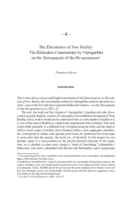 (PDF) The Elucidation of True Reality The Kālacakra Commentary by ...